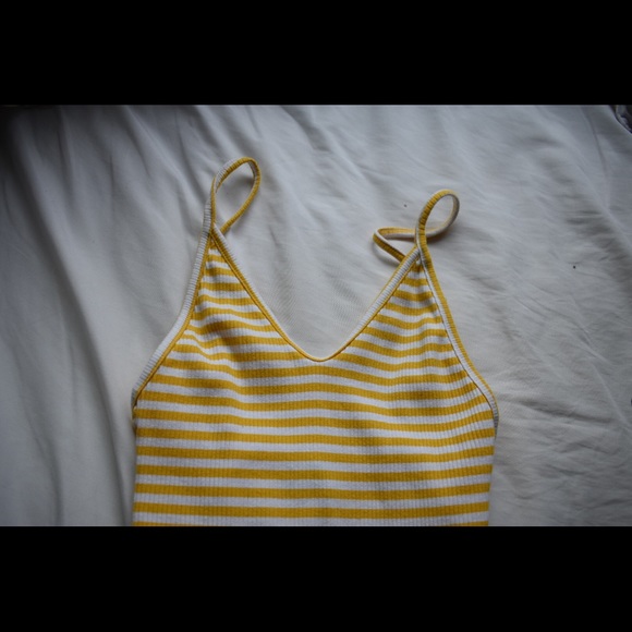 Urban Outfitters | Tops | Urban Outfitters Striped Yellow Low Cut ...